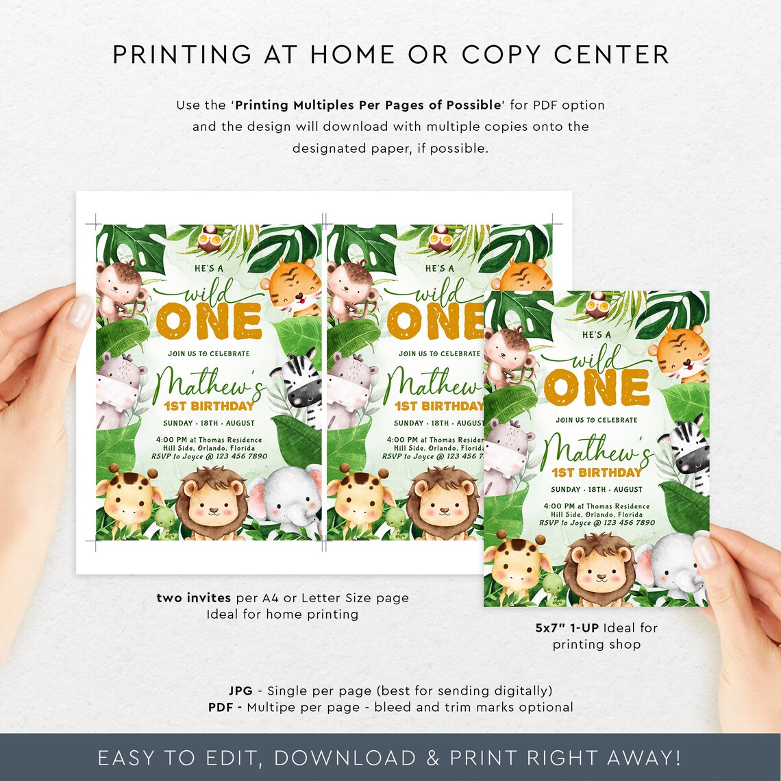 Editable Wild One Birthday Invitation Template Printable - Etsy