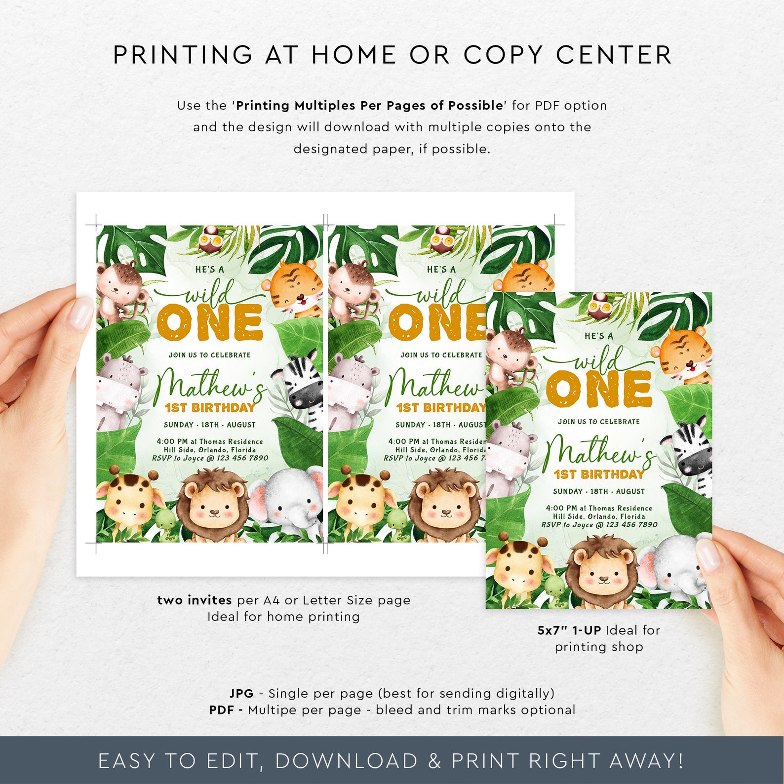 Editable Wild One Birthday Invitation Template Printable - Etsy