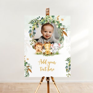 Editable Safari Animals Welcome Sign Template Wild One Safari Birthday ...