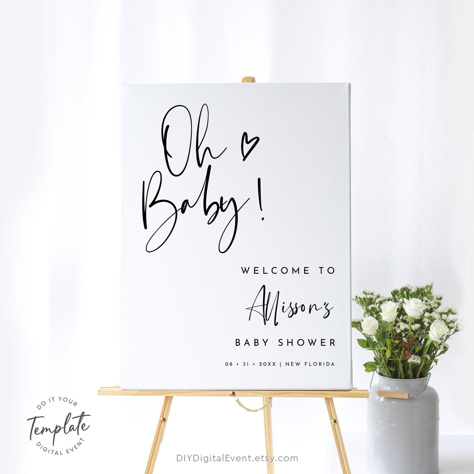 Minimalist Welcome Sign Template Printable Baby Shower Welcome Sign ...