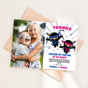 Ninja Birthday Thank You Card Template Printable Ninja With Photo ...