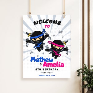 Ninja Birthday Welcome Sign Template Editable Ninja Birthday Sign ...