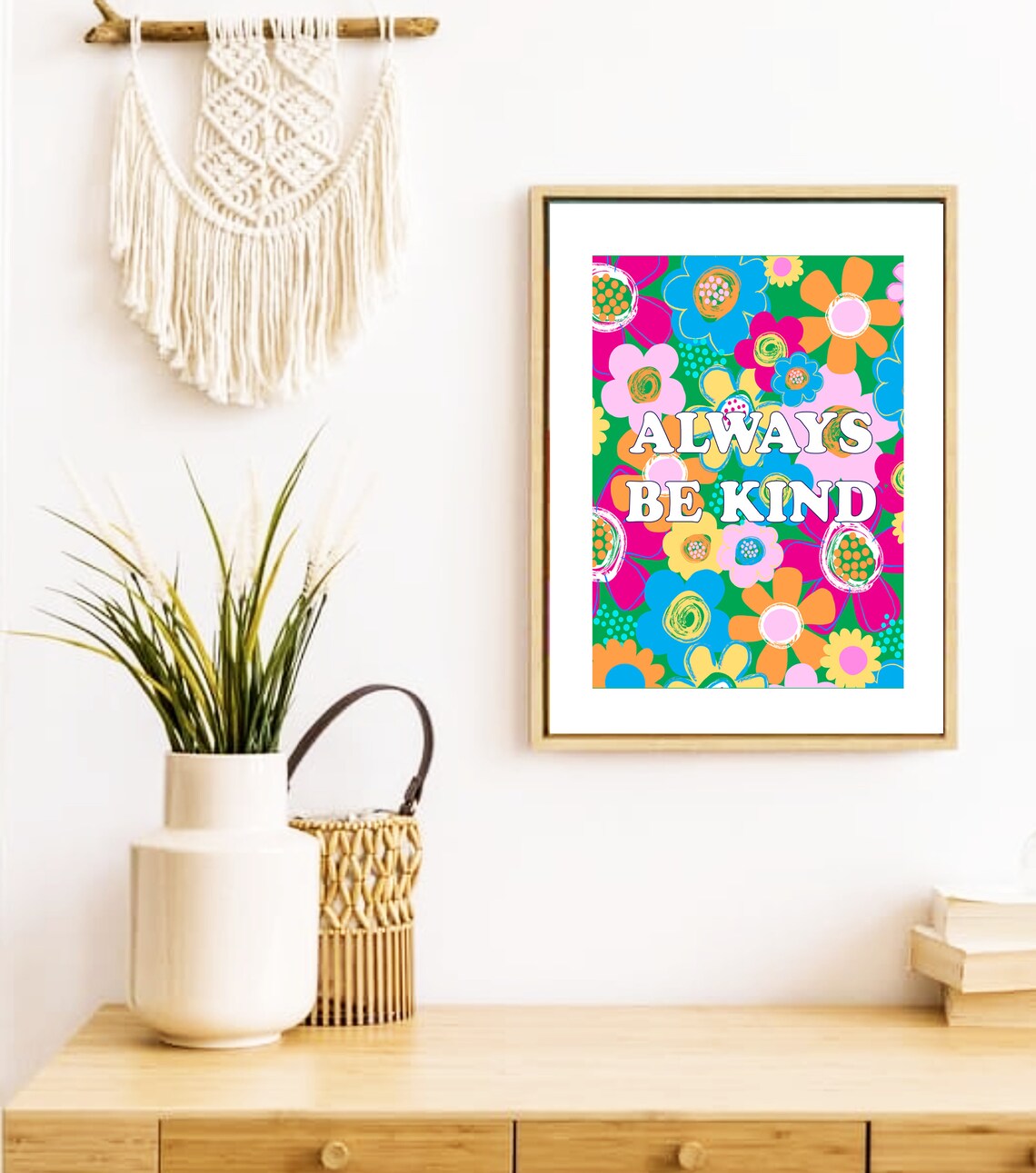 RETRO FLORAL Always Be Kind Printable Wall Art Digital - Etsy