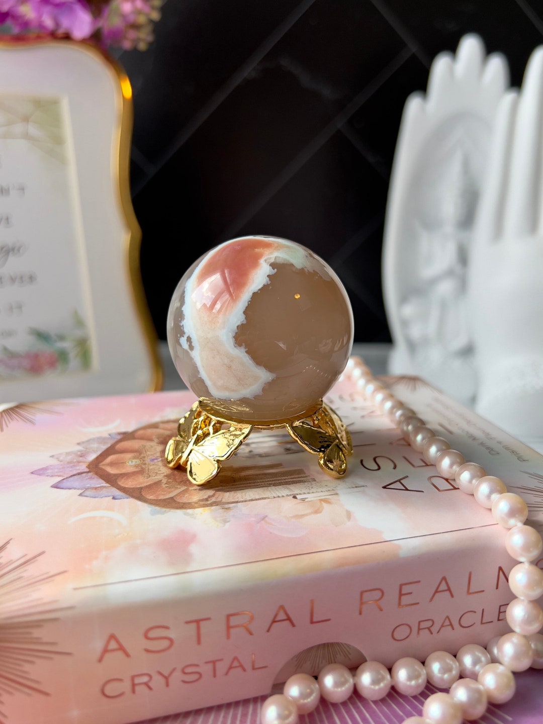 Pretty Green Flower Agate Sphere | Small Polished Crystal Sphere | High ...
