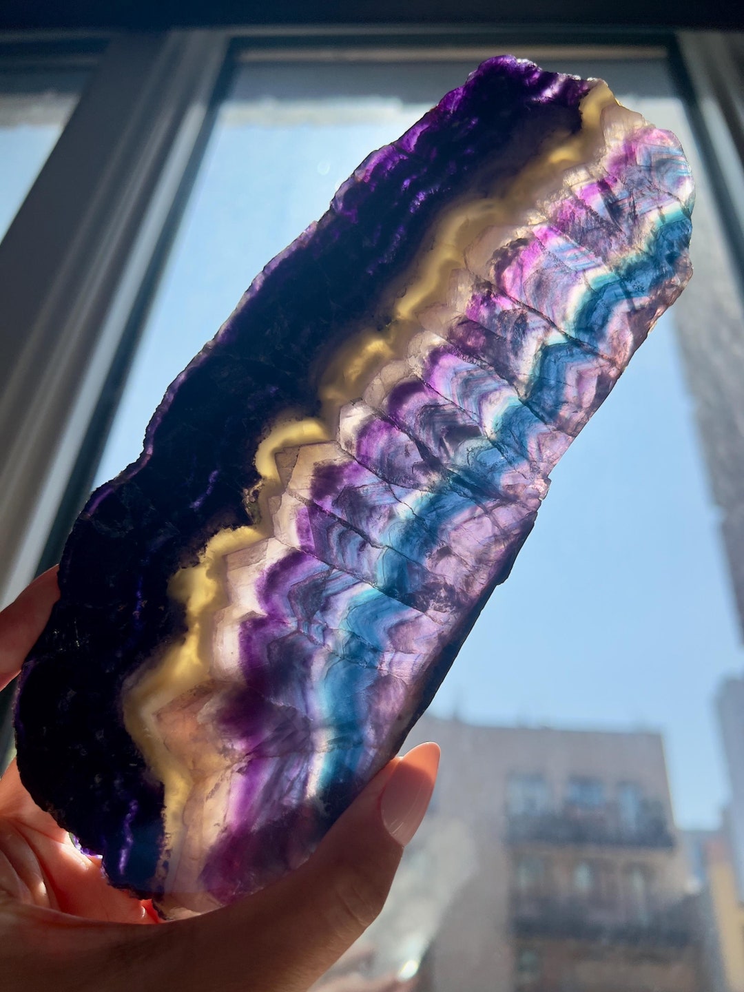 Gorgeous Rainbow Fluorite Crystal Slab | Candy Fluorite Polished Free ...
