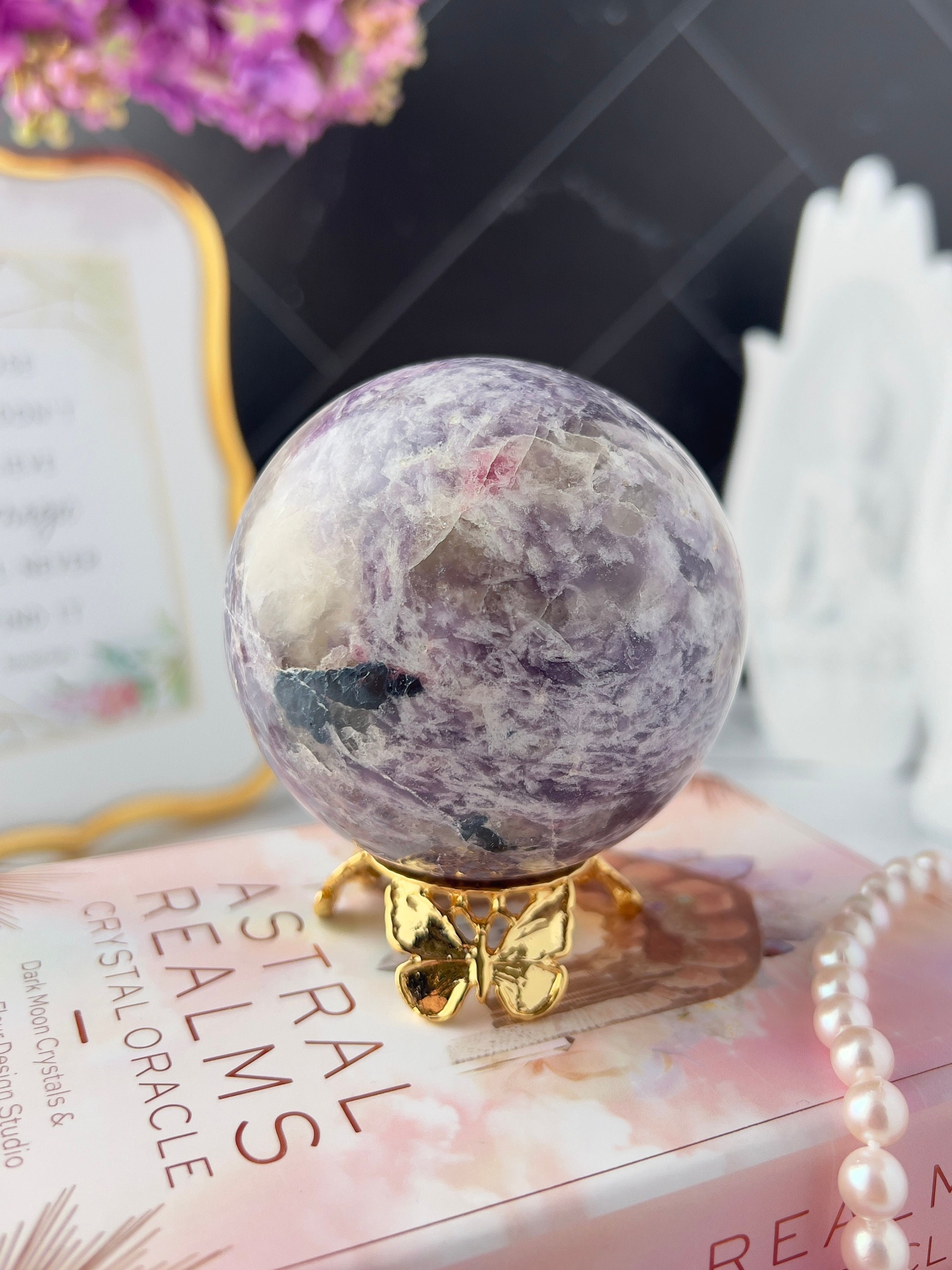 Unicorn Stone Sphere | Madagascar Pegmatite Crystal Home Decor - Etsy