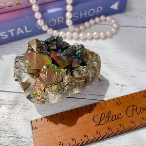 All Natural Rainbow Pyrite and Clear Quartz Cluster Specimen ...