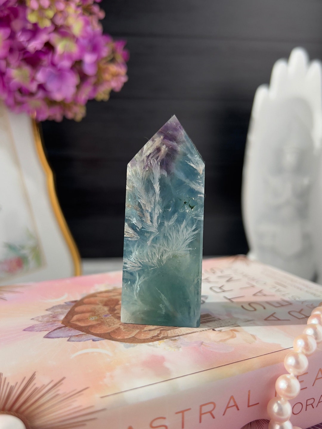Snowflake Fluorite Crystal Tower Feather Rainbow Fluorite - Etsy