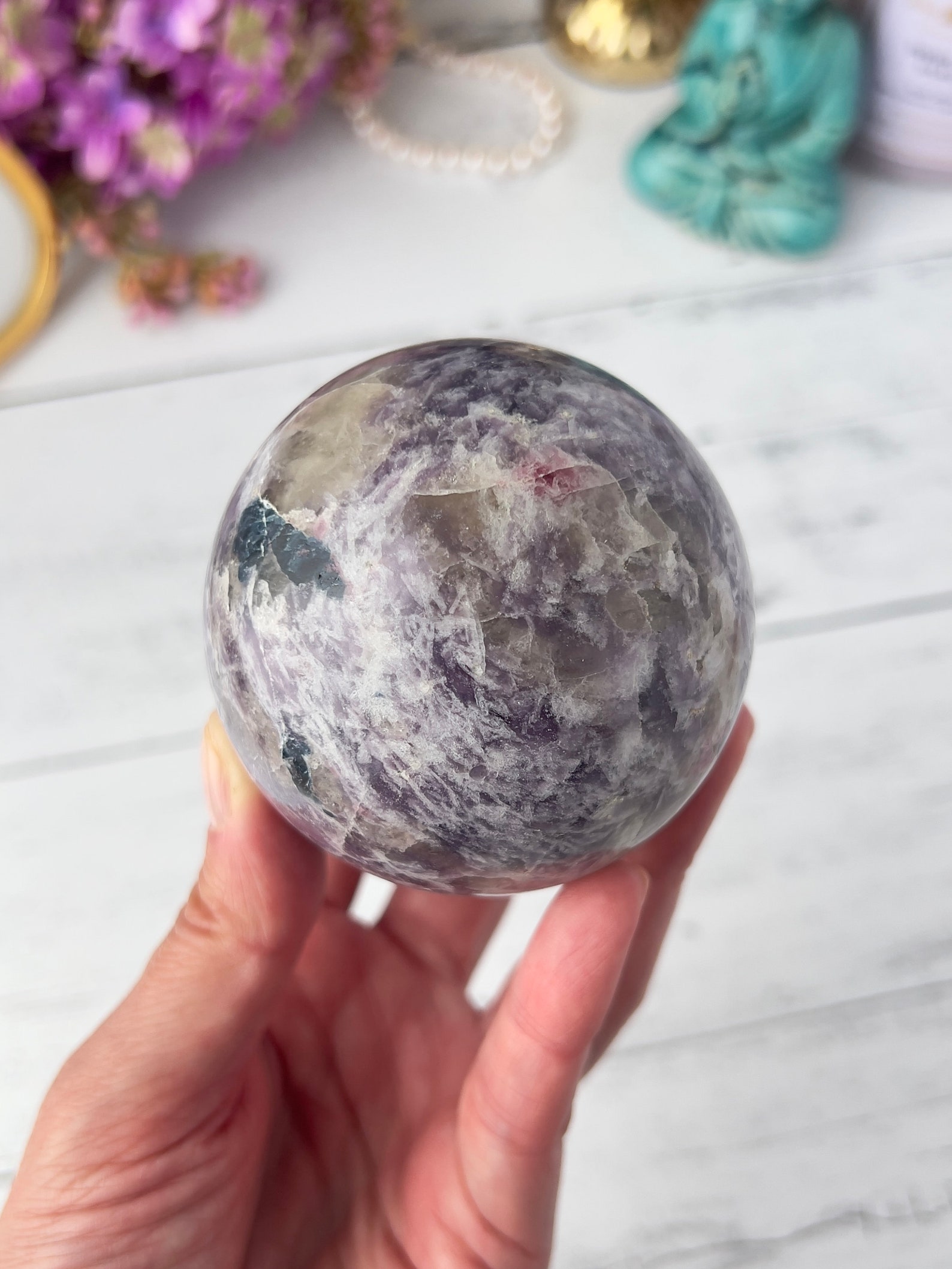Unicorn Stone Sphere | Madagascar Pegmatite Crystal Home Decor - Etsy