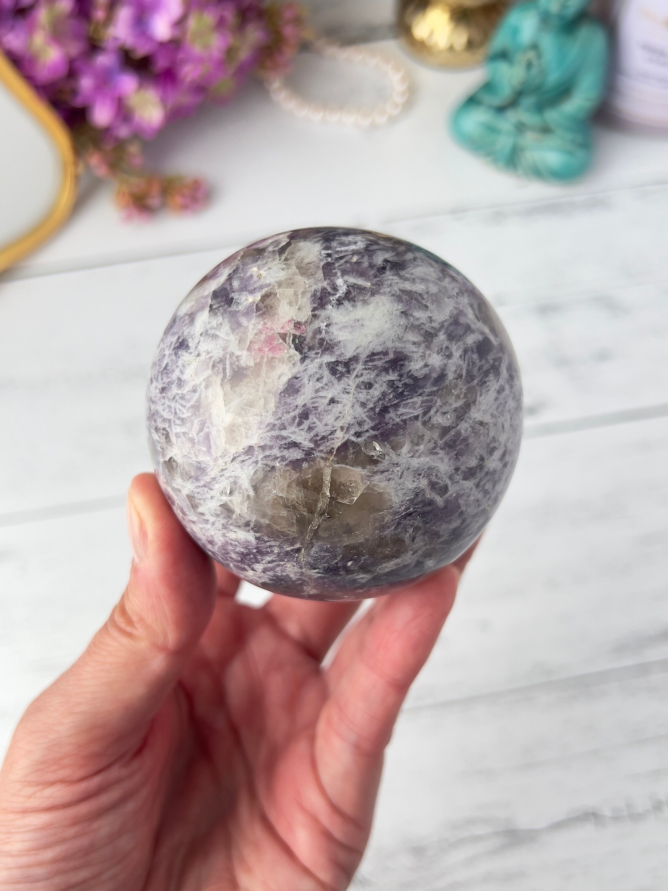 Unicorn Stone Sphere | Madagascar Pegmatite Crystal Home Decor - Etsy