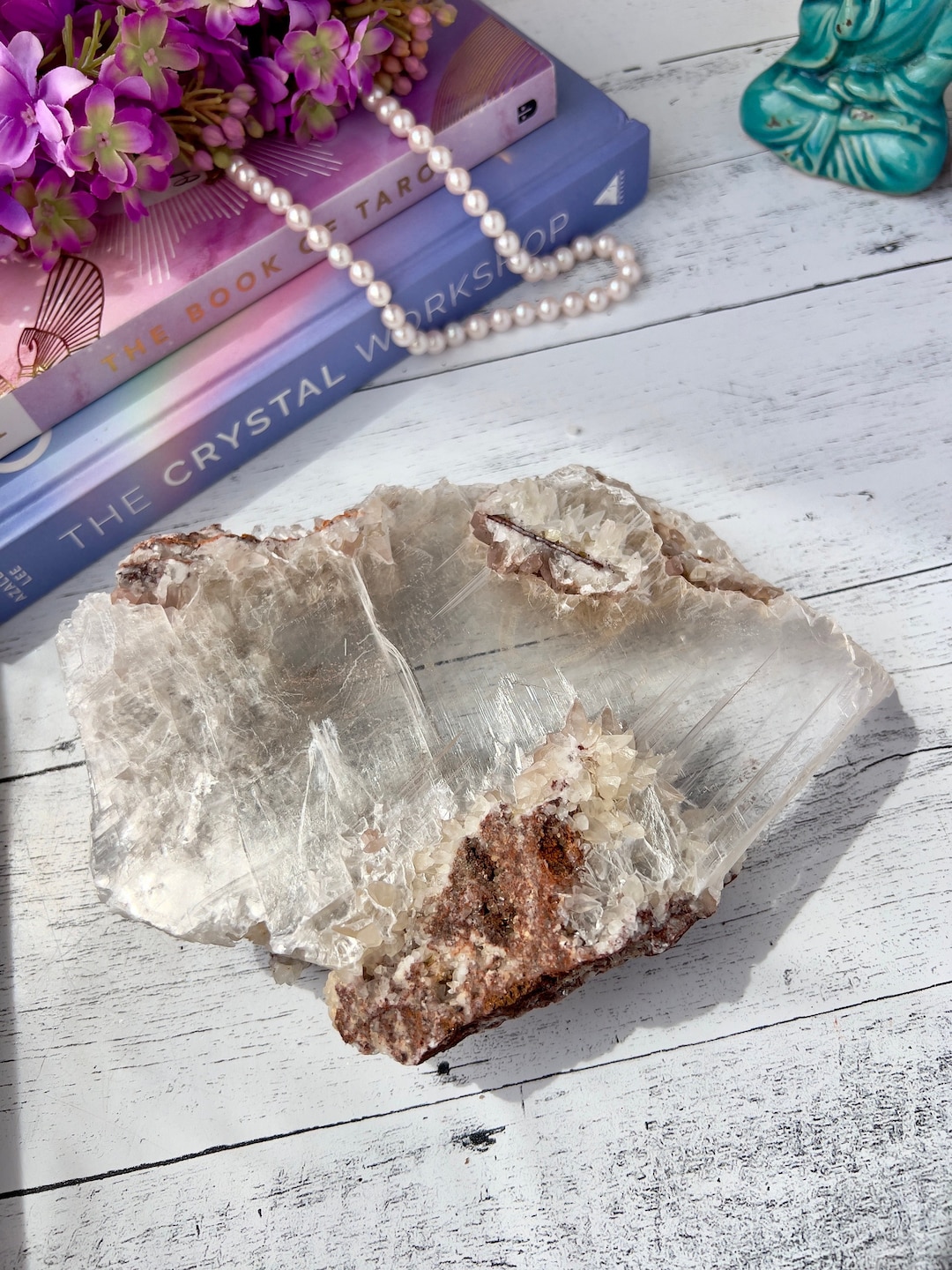 2.5 LB Garden Quartz and Dogtooth Calcite Selenite Slab | Natural ...