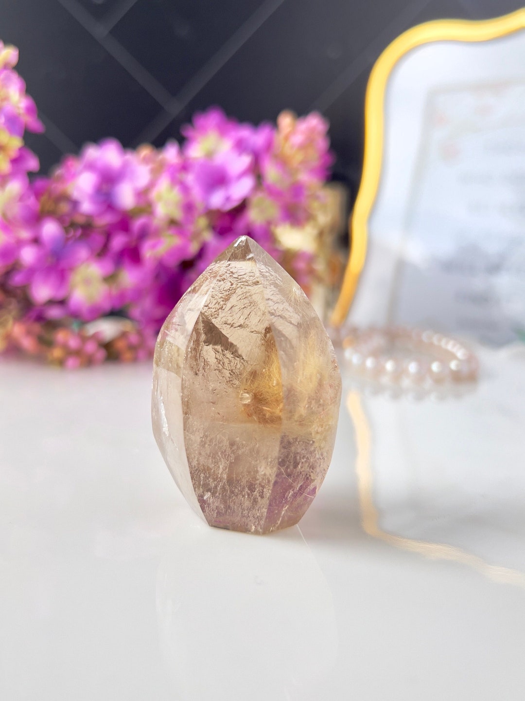Golden Rutile Self-standing Free Form From Brazil Altar Grid Crystal ...