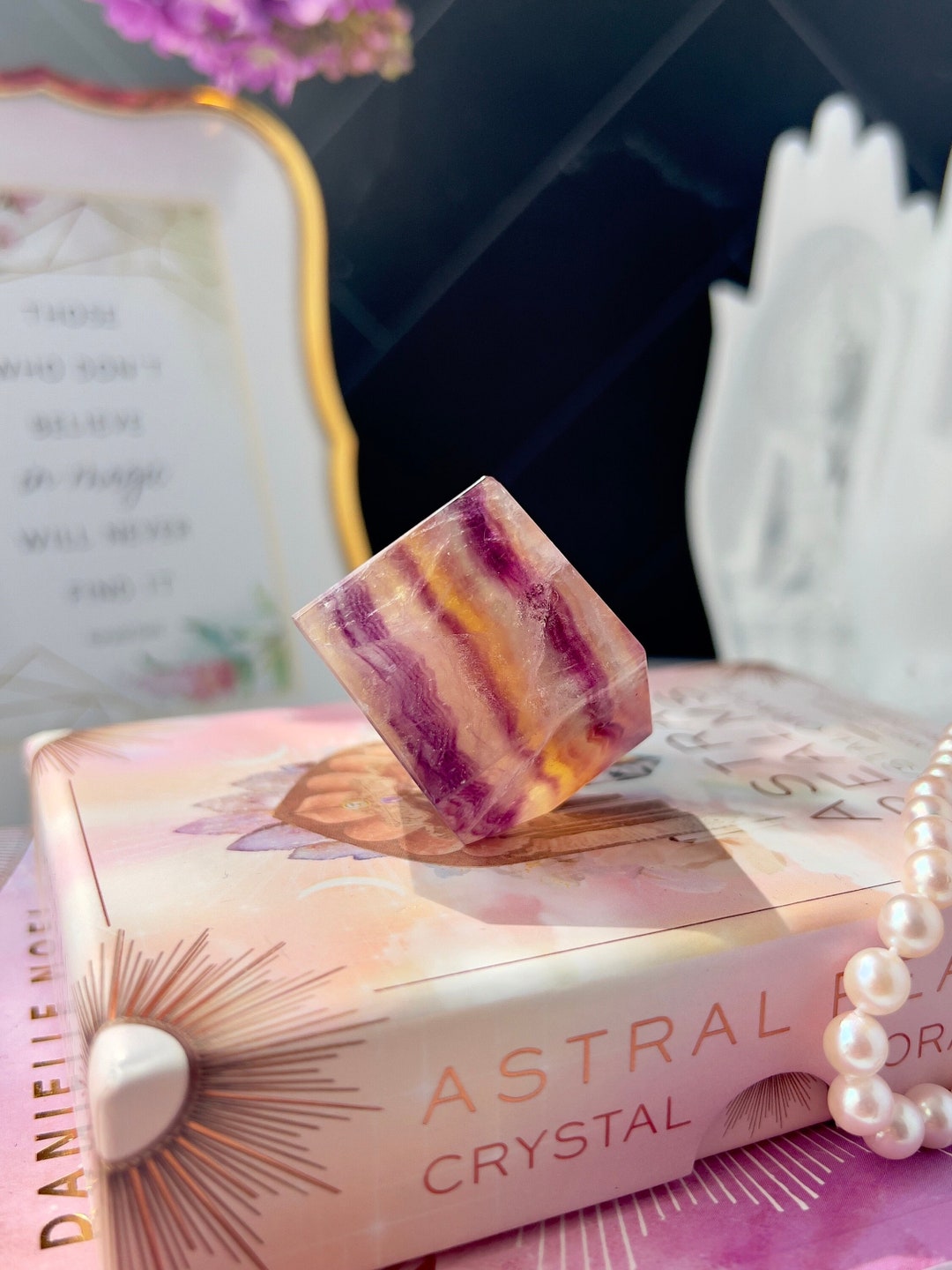 Rainbow Candy Fluorite Crystal Cube Pastel Fluorite Polished Cube Home ...