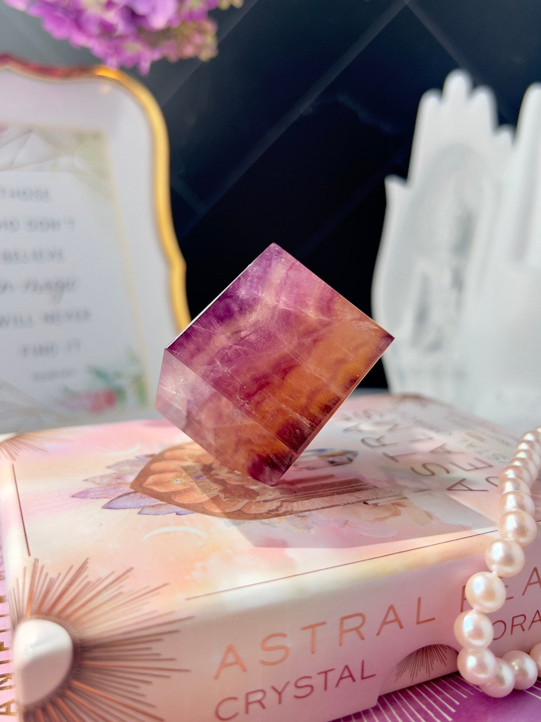 Rainbow Candy Fluorite Crystal Cube Pastel Fluorite Polished Cube Home ...