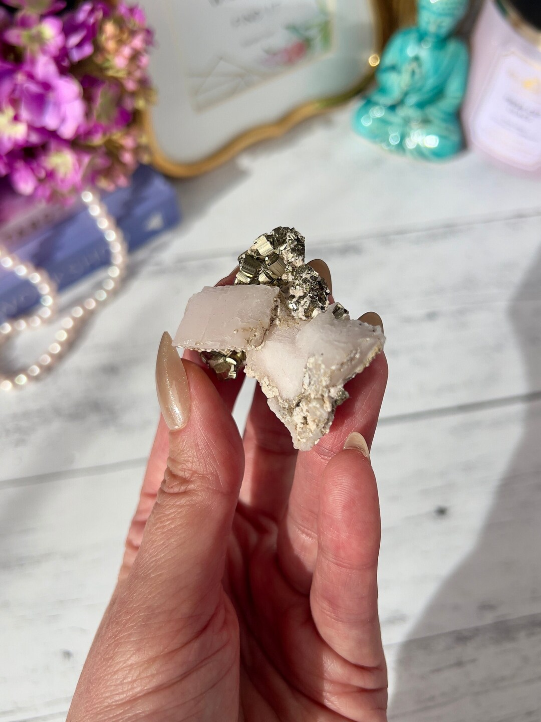 Rare Mangano Calcite on Peruvian Pyrite Pink Calcite Pyrite Specimen UV ...