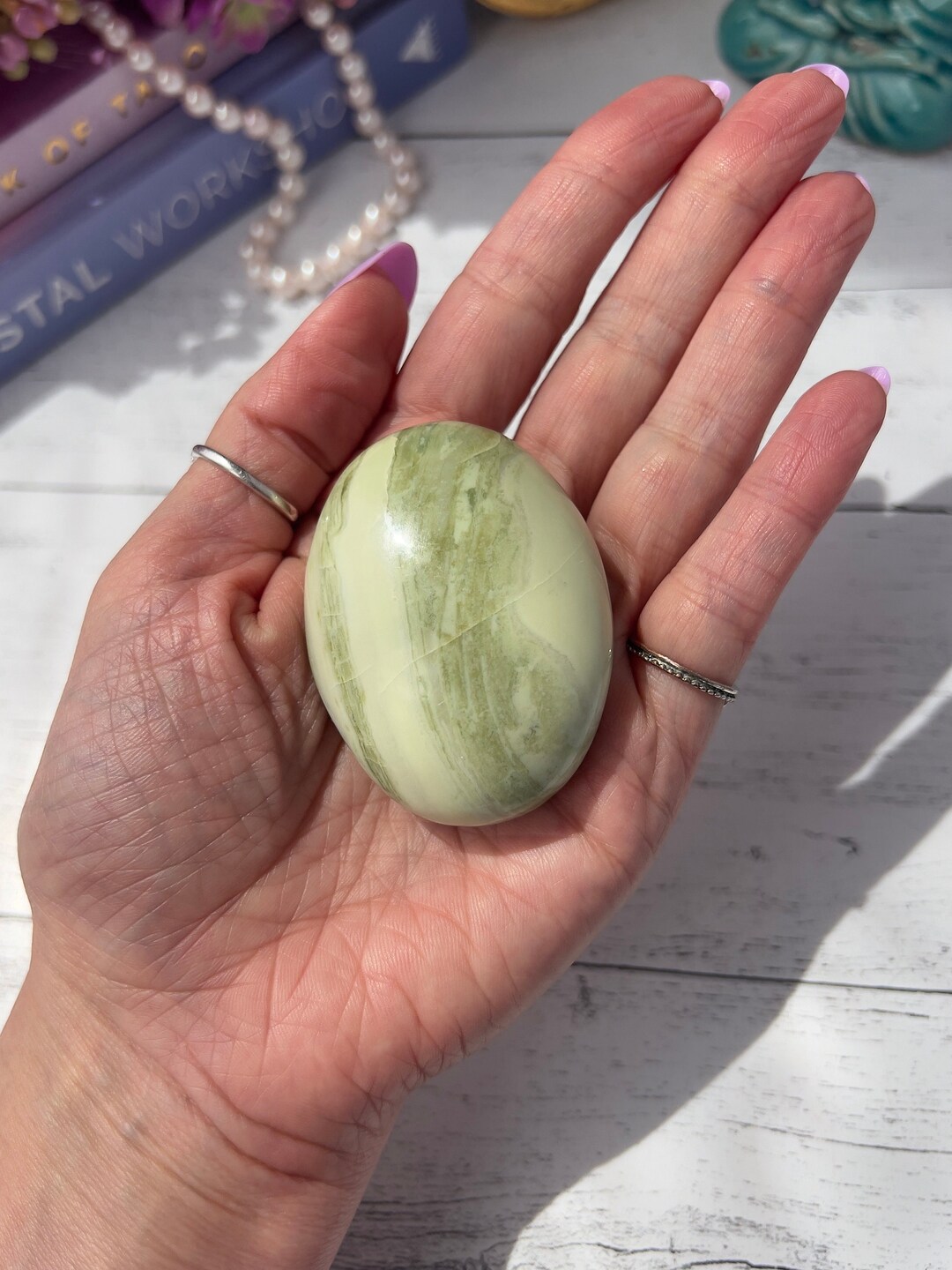 Rare Infinite Palm Stone From South Africa Minty Banded Serpentine ...