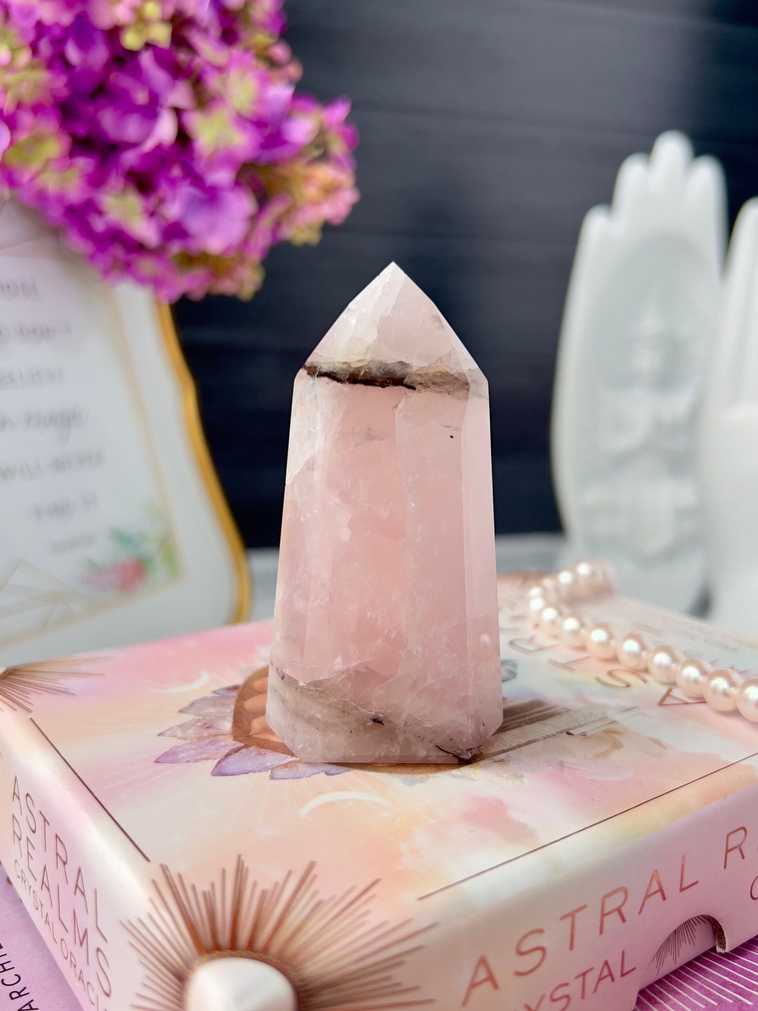 New Find! Rare Rose Quartz With Hematite Tower From Brazil | Rose ...