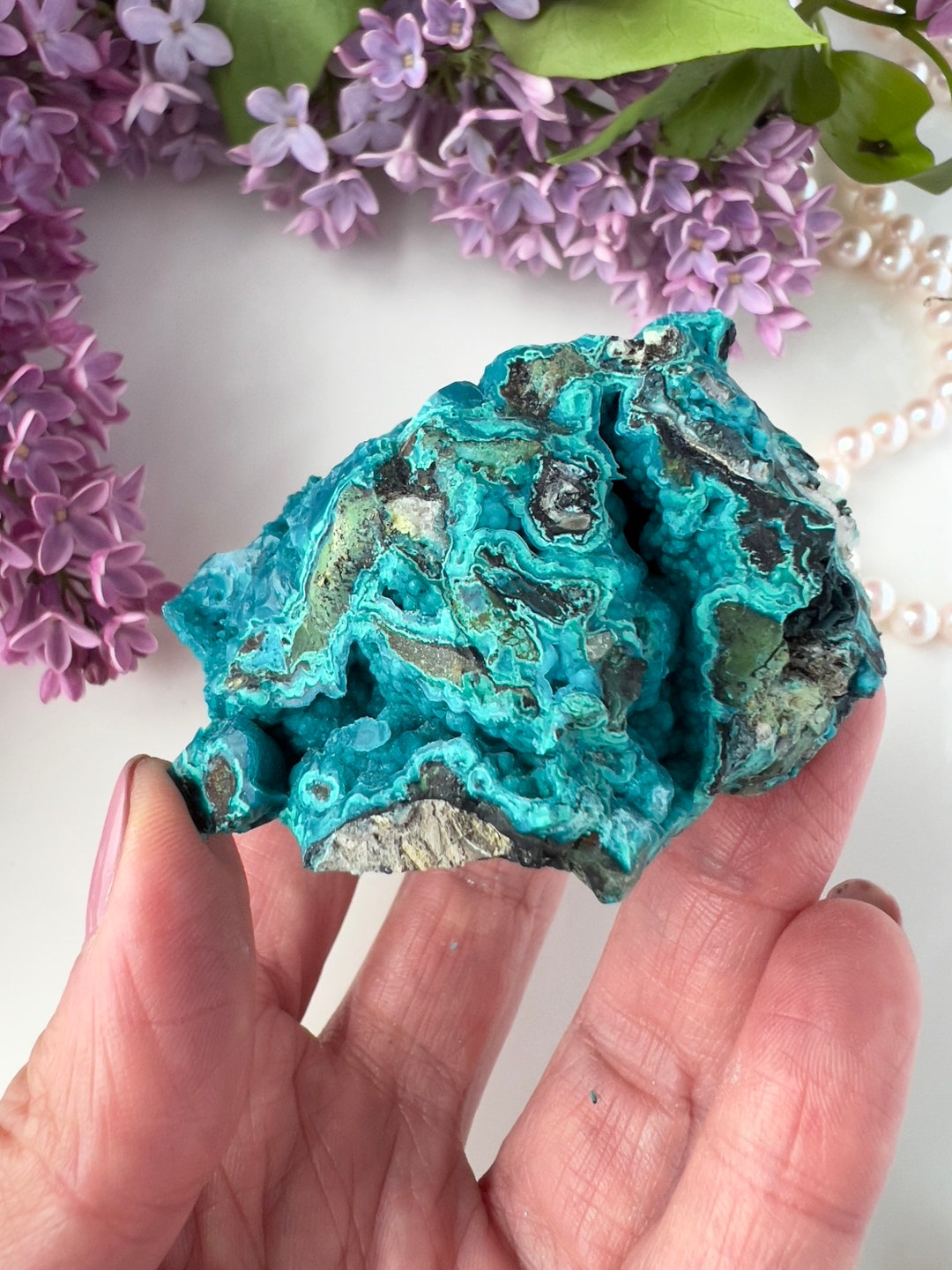 Blue Chrysocolla Pseudomorph Crystal Specimen | Cunyari Peru - Etsy