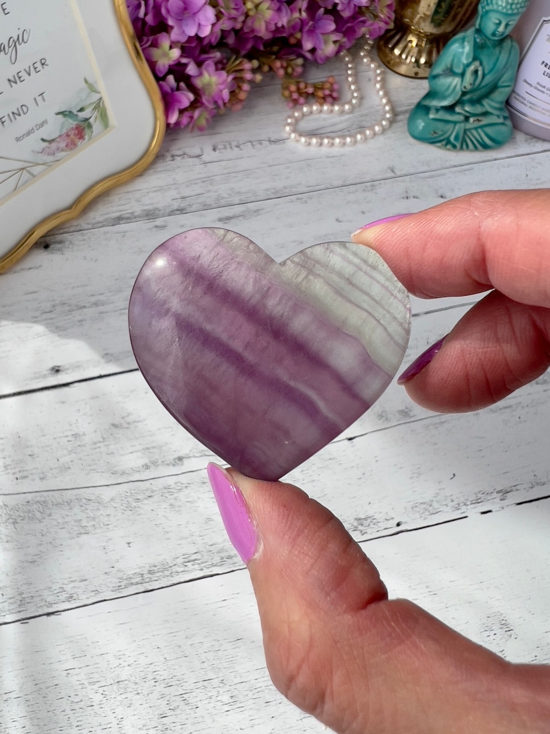 Rainbow Candy Fluorite Crystal Heart Pastel Fluorite Polished Heart ...