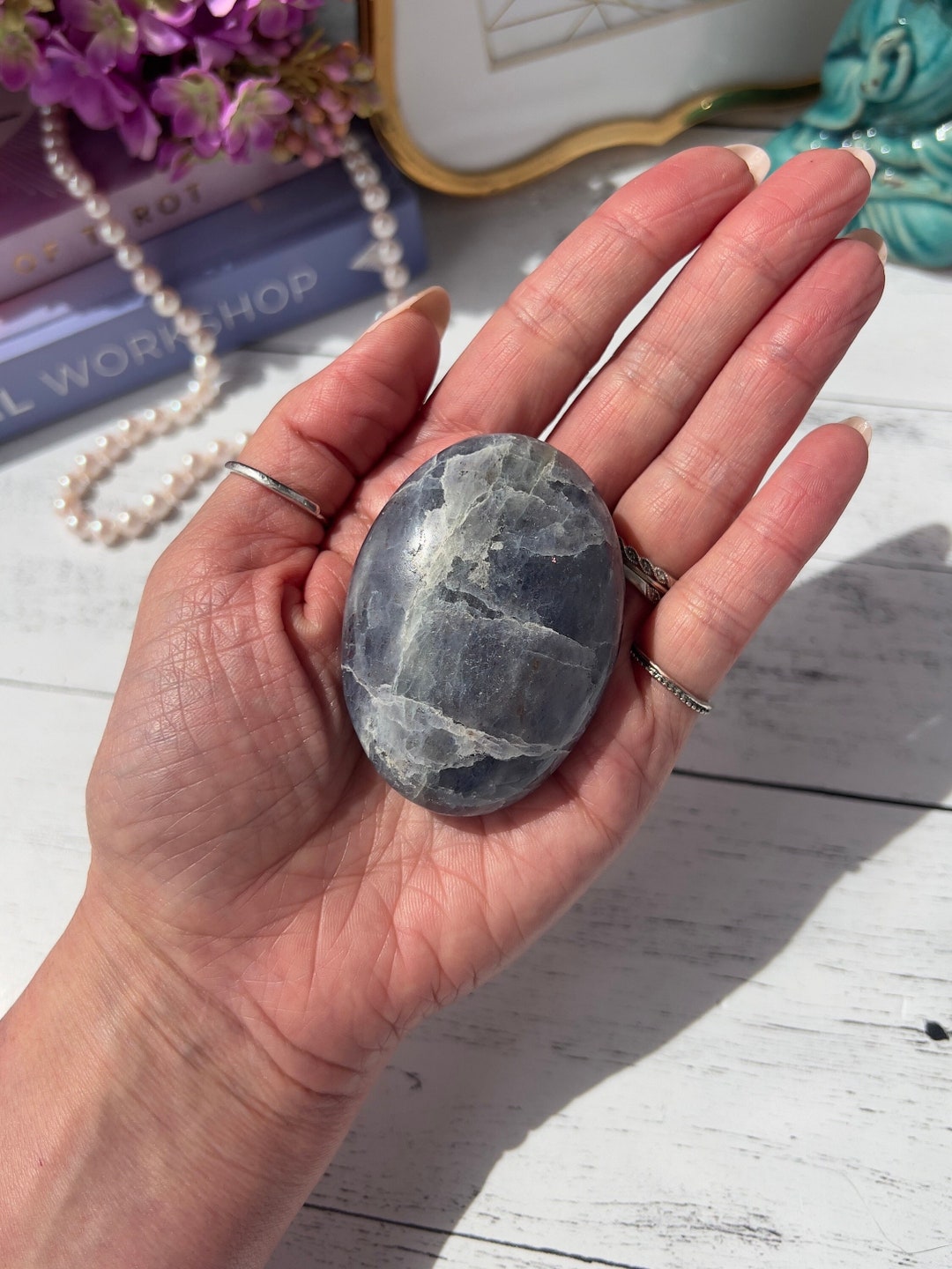 Rare Iolite Palmstone With Subtle Sunstone Sparkle | Iolite Palm Stone ...