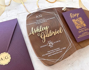 Acrylic Mirror Wedding Invitation - Etsy