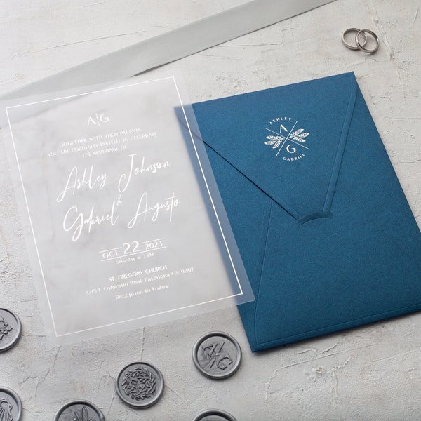 Acrylic Royal Blue Wedding Invitations - Etsy
