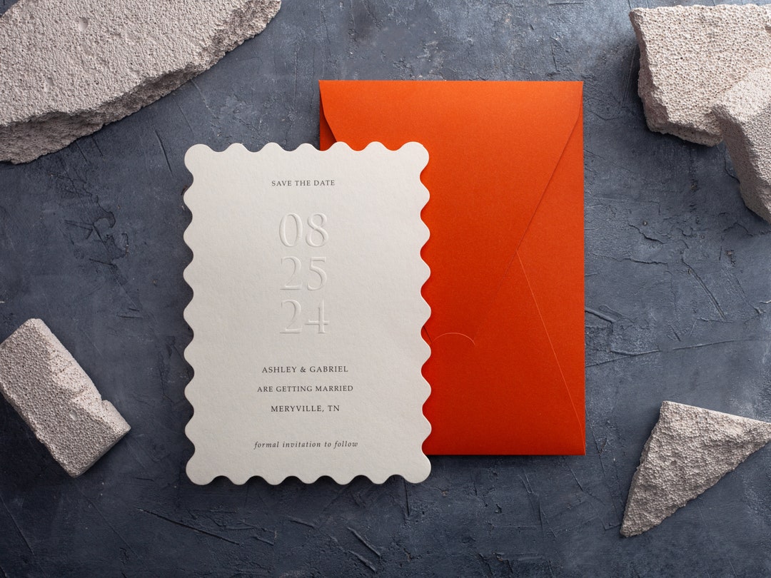 Save the Date: Embossed and Letterpress Cards With Minimalist Design ...