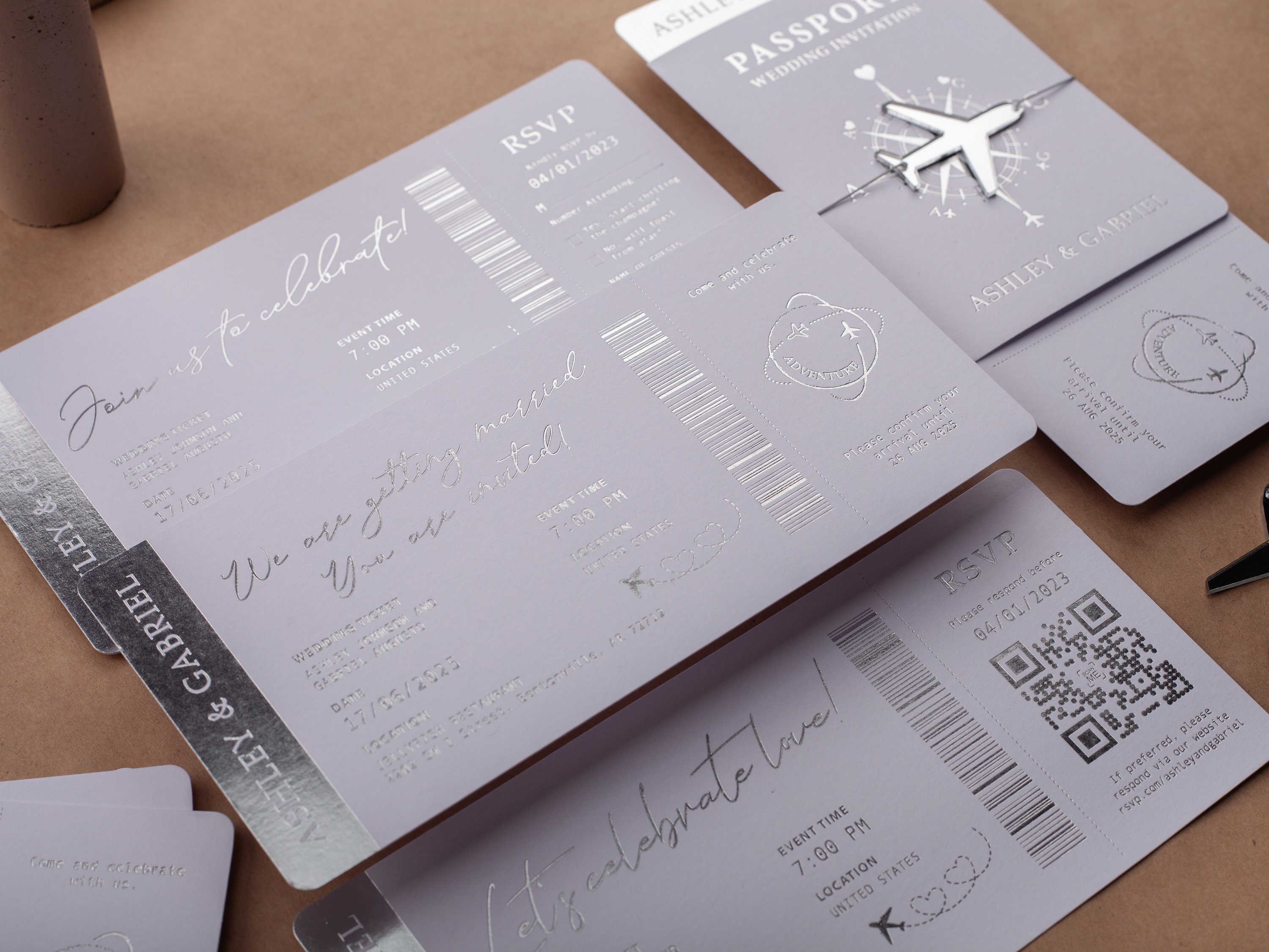 Destination Wedding Passport Invitation: Boarding Pass Style, White ...