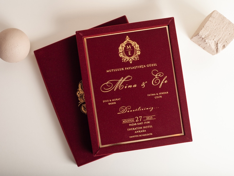 Velvet-themed Boxed Wedding Invites for an Elegant Celebration. - Etsy