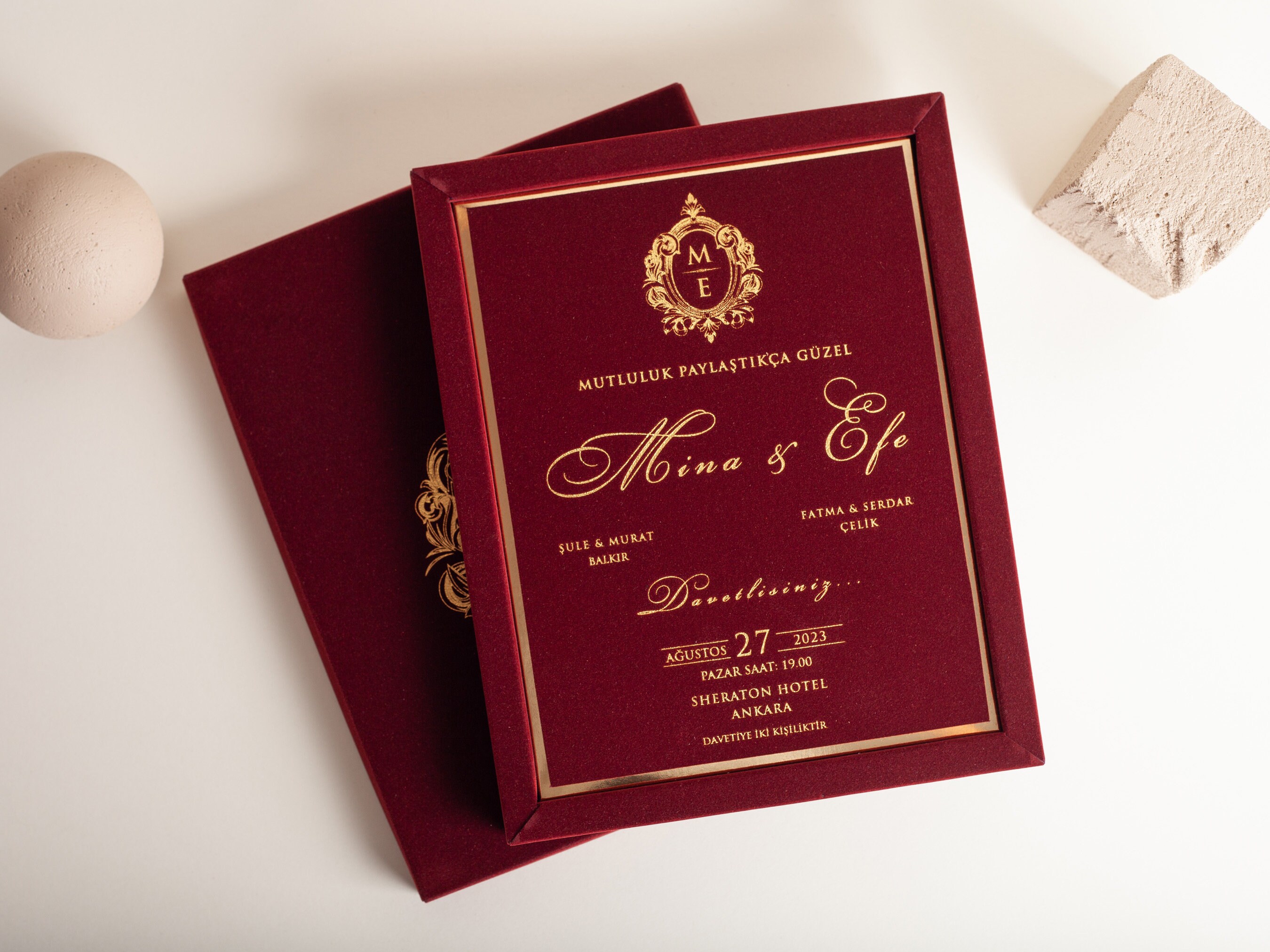 Velvet-themed Boxed Wedding Invites for an Elegant Celebration. - Etsy