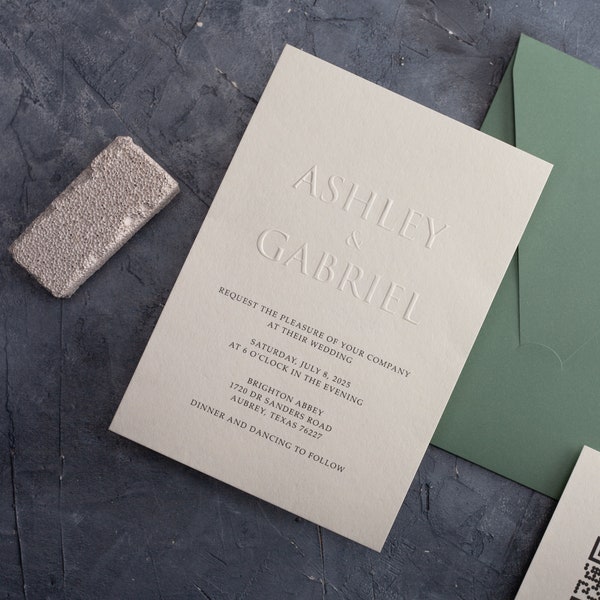 Embossed Wedding Invitations - Etsy