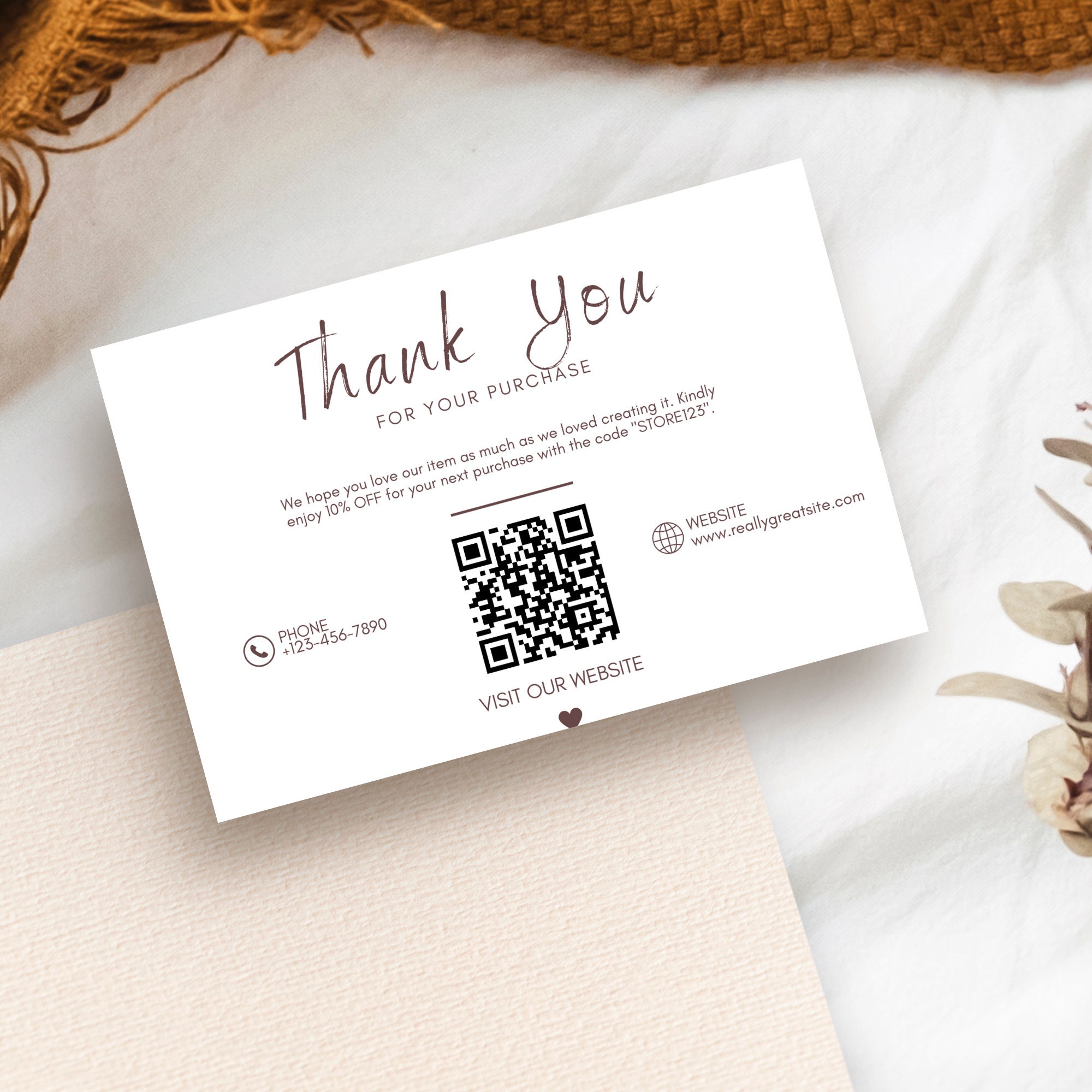 Thank You Card Qr Code Template Canva, Small Business Thank You Card ...