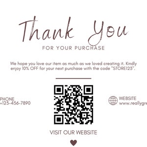 Thank You Card Qr Code Template Canva, Small Business Thank You Card ...