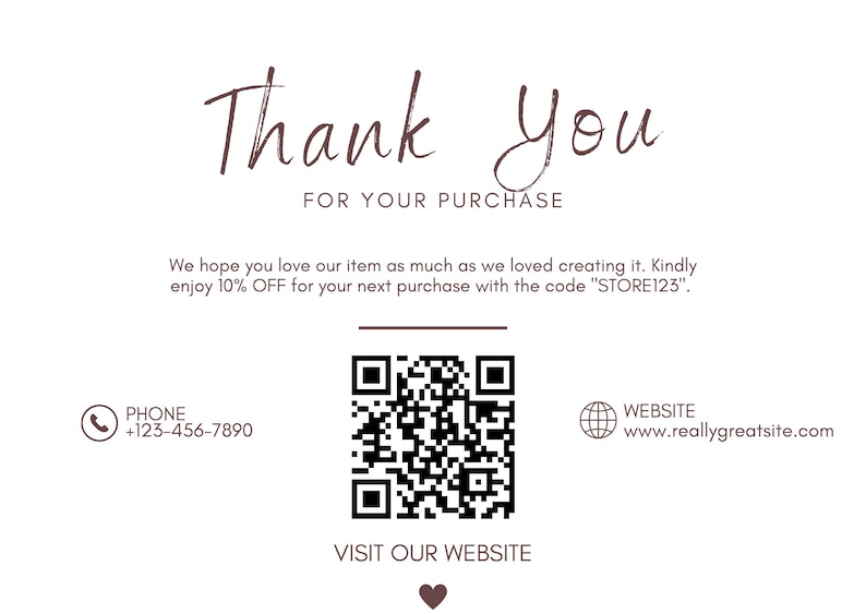 Thank You Card Qr Code Template Canva, Small Business Thank You Card ...