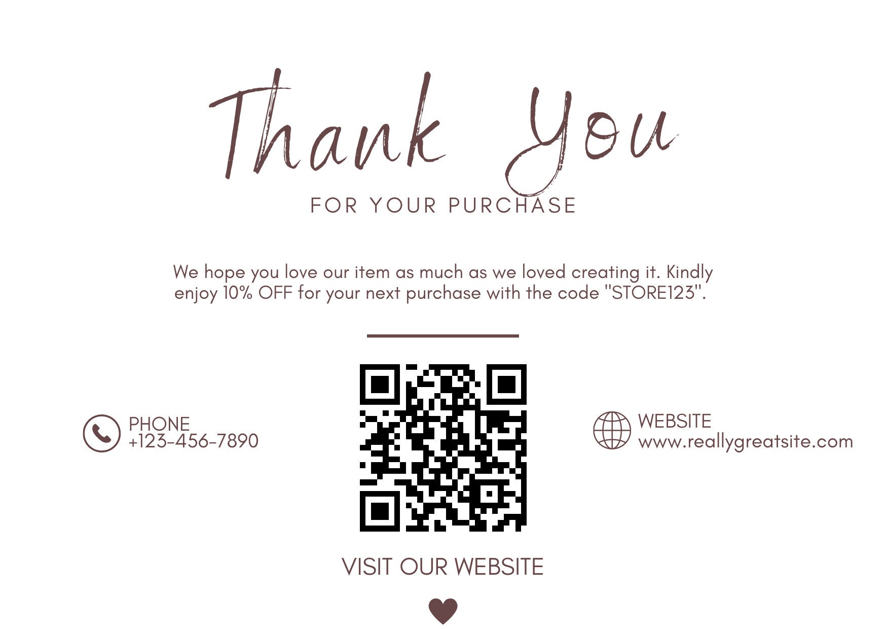 Thank You Card Qr Code Template Canva, Small Business Thank You Card ...