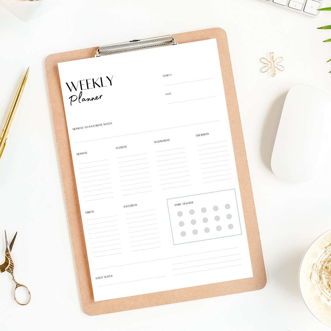 Weekly Planner Printable to Do List, Minimal Weekly Schedule, Weekly ...