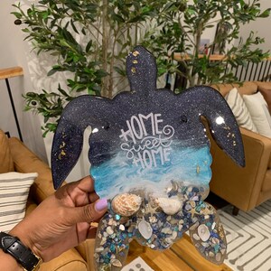 Beach Art Resin Turtle Key Holder, Wall Decor, Gift for New Home Owners ...