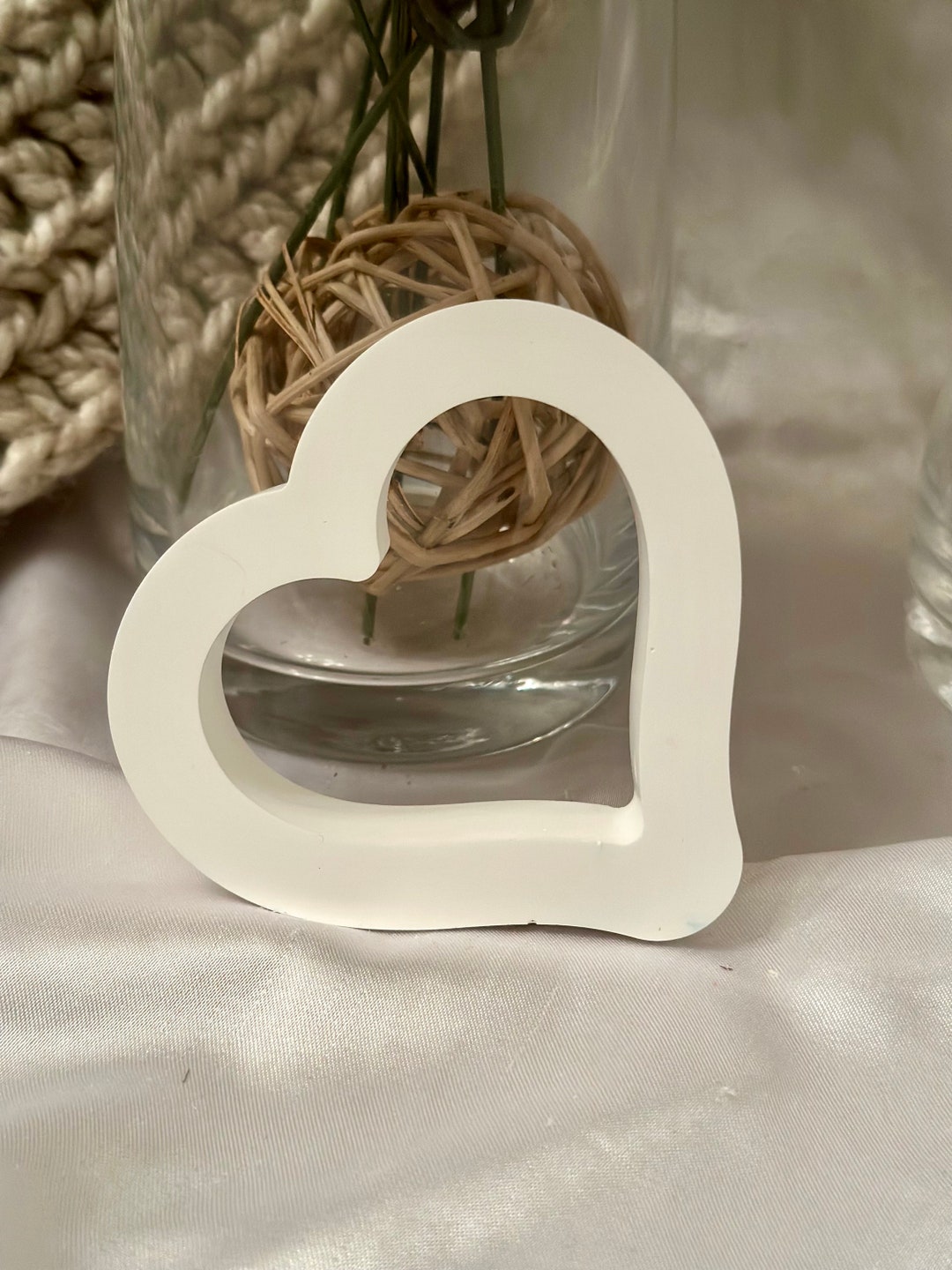 White Heart Shape Decor | Concrete Heart | Home Decor - Etsy