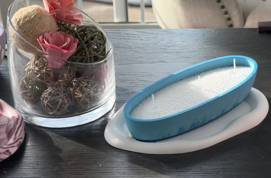 Blue Oval Boat Candle | Wax Beads Candle Kit - Etsy