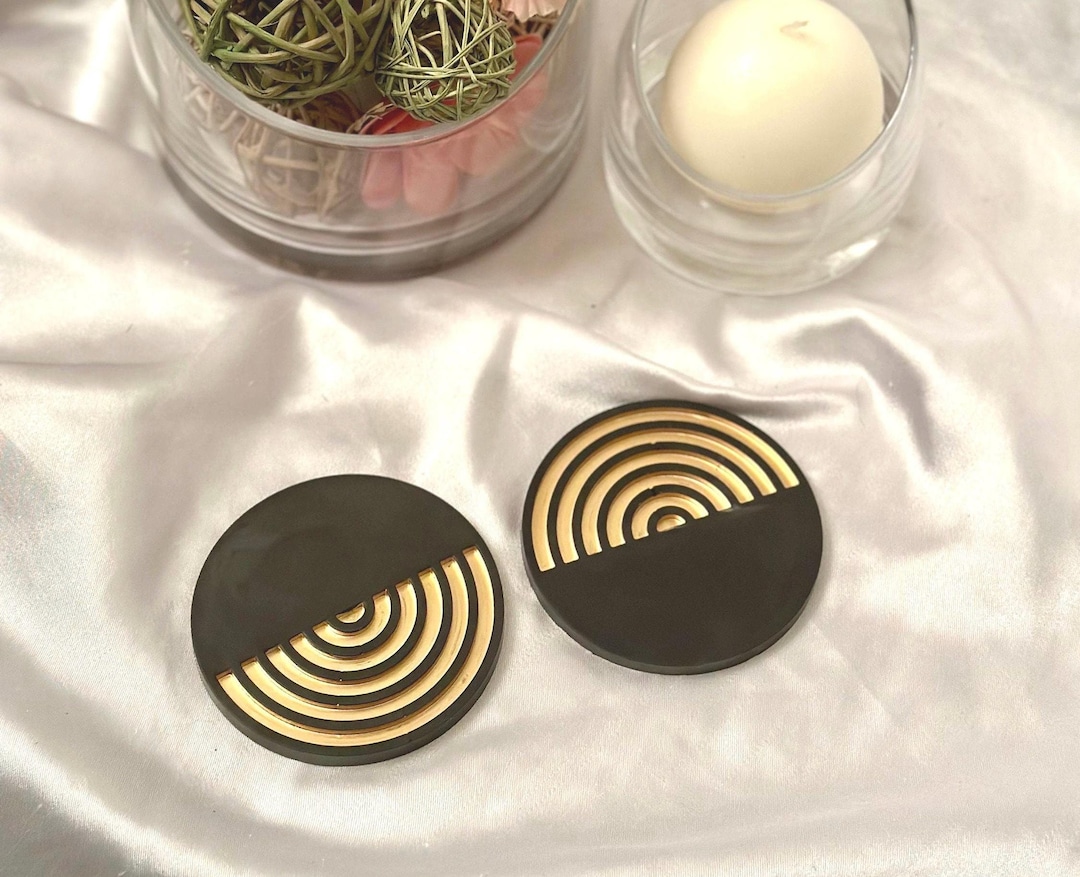 Black and Gold Stone Coasters - Etsy