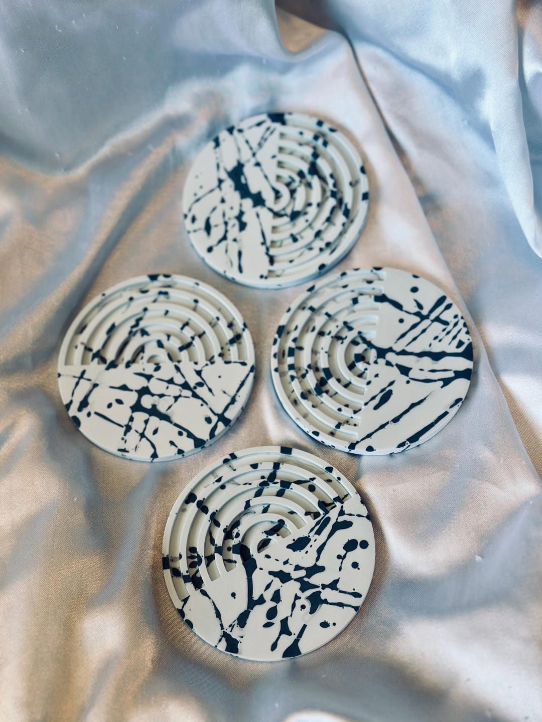 Navy Splatter Design Stone Coasters - Etsy