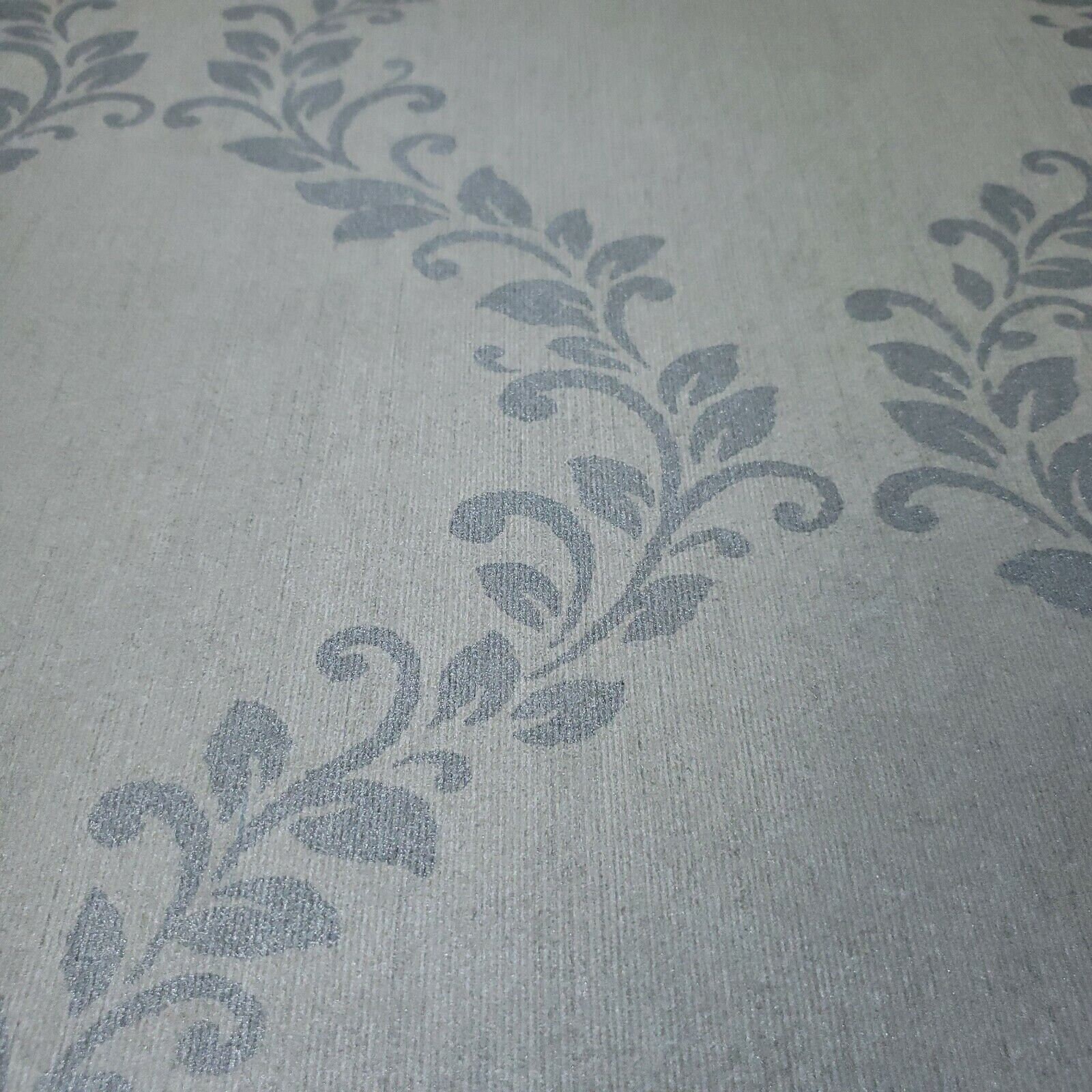Glitter Embossed Victorian Wallpaper Gray Silver Metallic Wave - Etsy