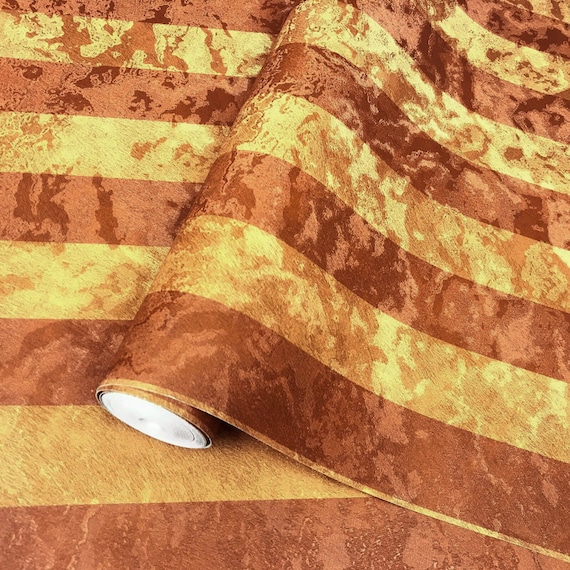 Wallpaper Gold Copper Metallic Textured Striped Modern Lines - Etsy