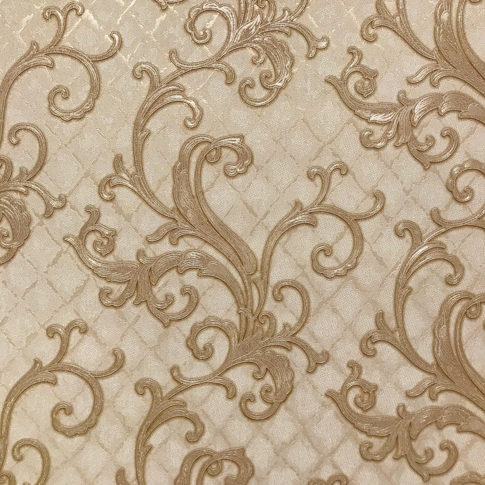 Modern Rose Gold Wallpaper Roll Embossed Diamonds Metallic - Etsy