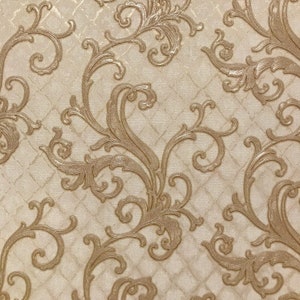 Modern Rose Gold Wallpaper Roll Embossed Diamonds Metallic Damask Wall ...