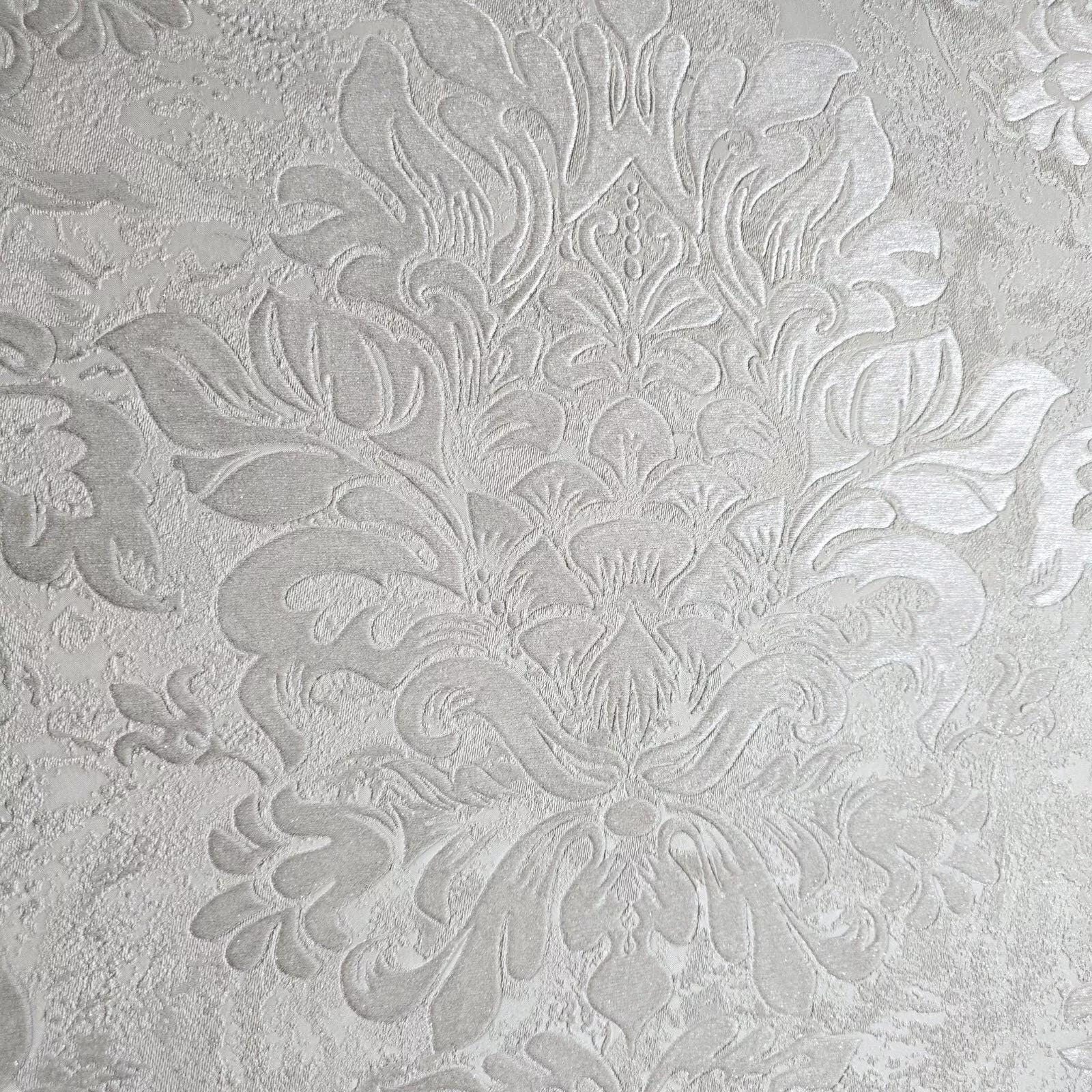 Cream off White Victorian Big Damask Faux Concrete Plaster Textured ...