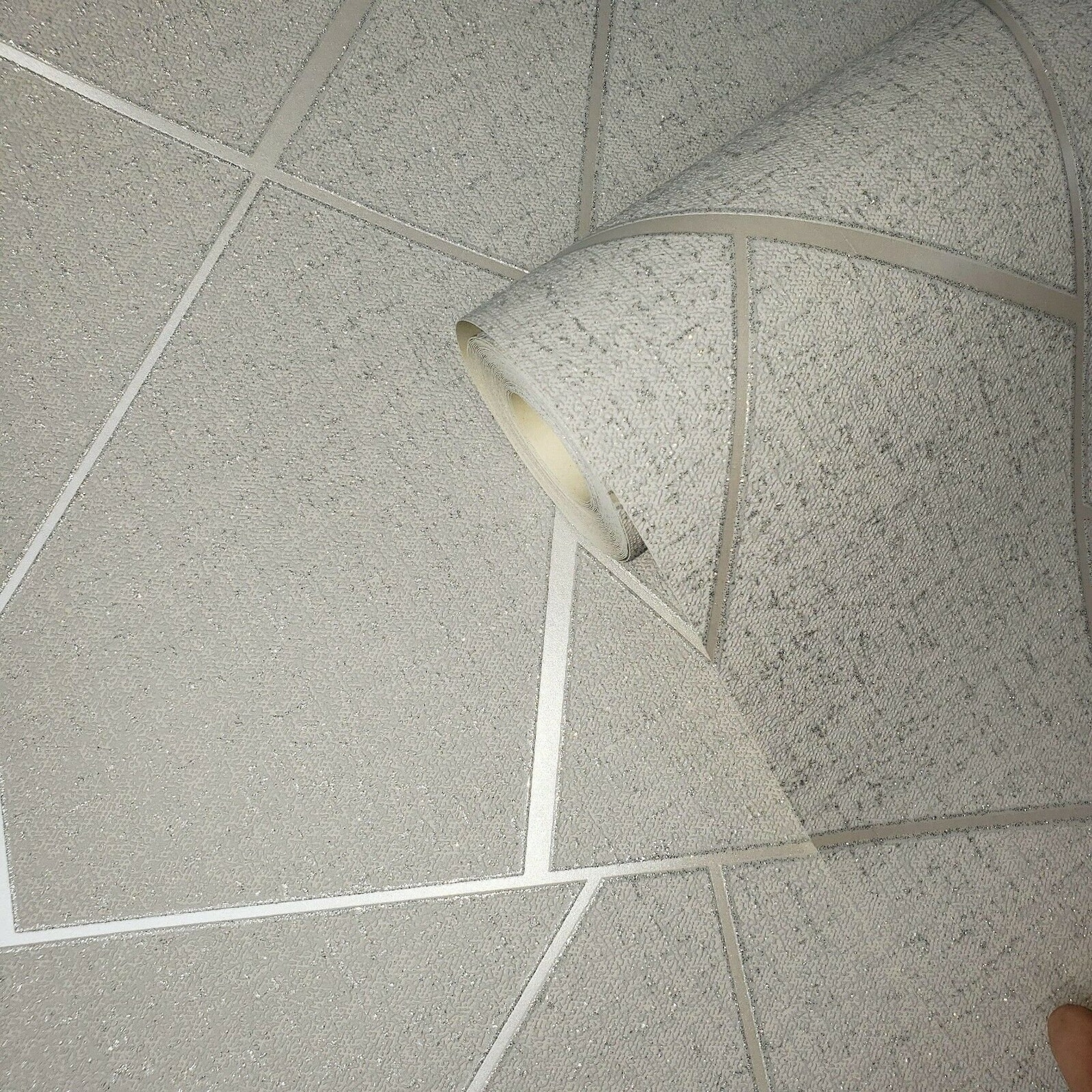 Contemporary Wallpaper White Silver Metallic Geometric - Etsy