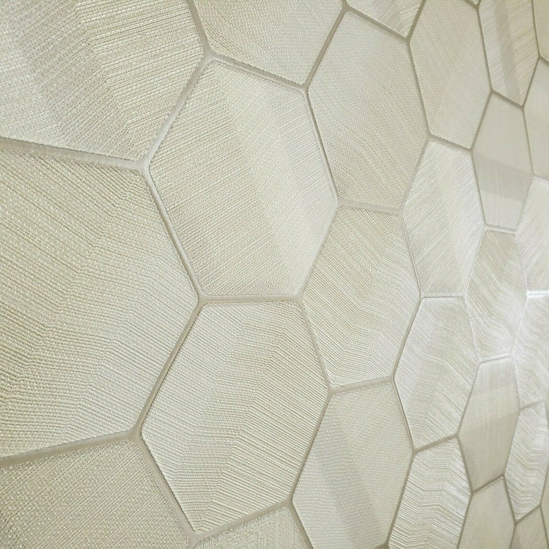 Hexagon Feature Yellow Gold Metallic Textured Wallpaper - Etsy