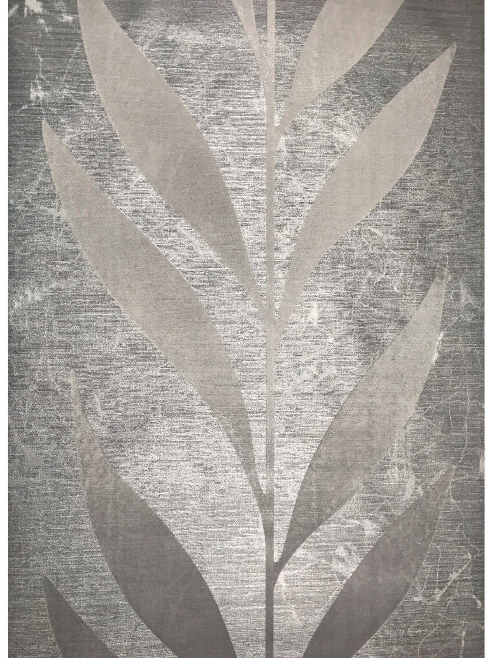 Modern Wallpaper Silver Grey Metallic Textured Flocking Leaves - Etsy