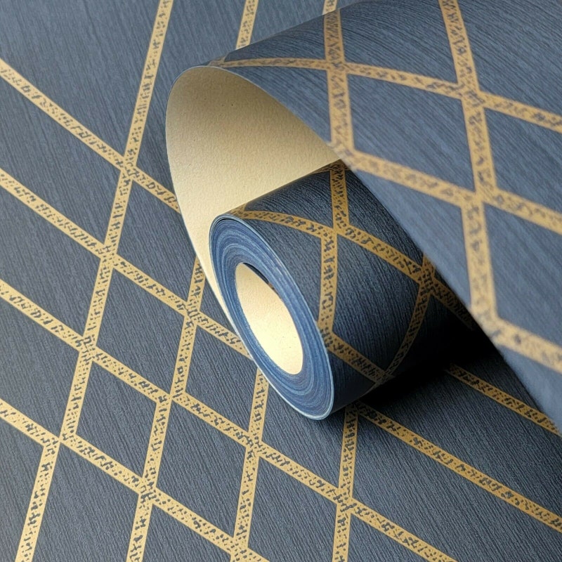 Navy Gold Wallpaper - Etsy